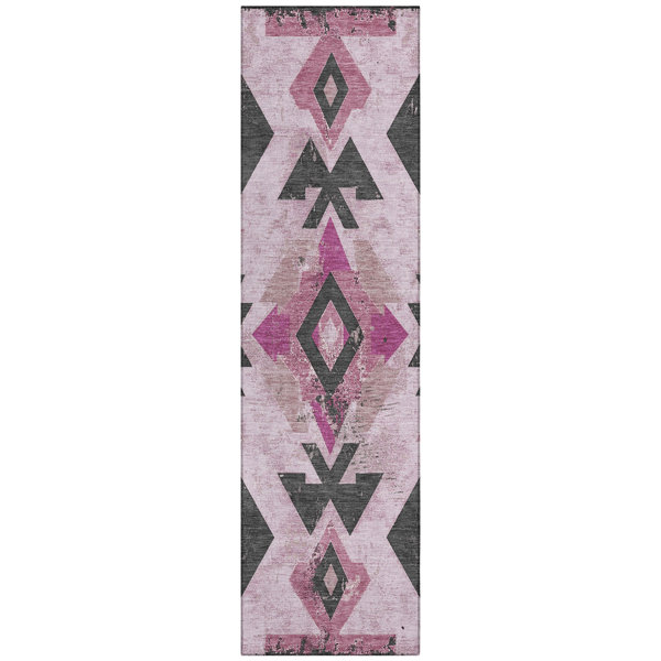 Bungalow Rose Machine Washable Indoor/Outdoor Xhevrie Pink Rug | Wayfair